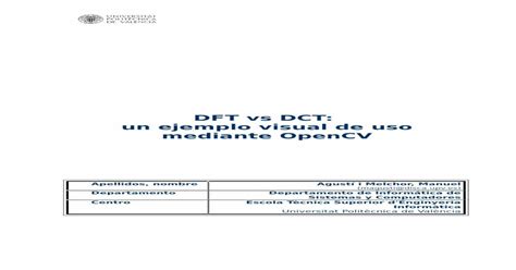 Dft Vs Dct Un Ejemplo Visual De Uso Mediante Opencv Pdf Document