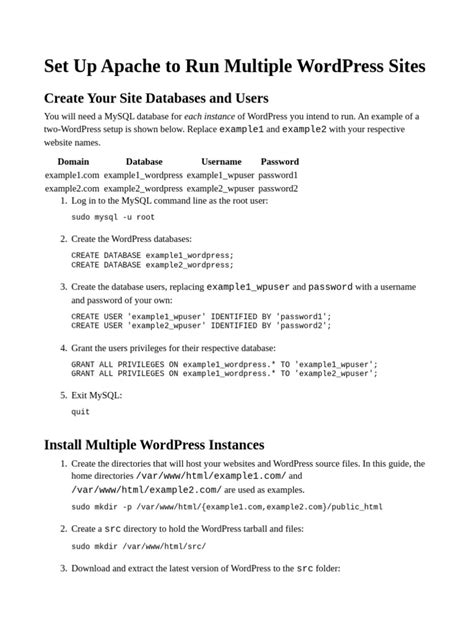 Setting Up Wordpress On Apache2 Pdf World Wide Web Computers
