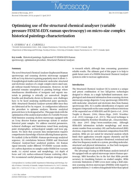 Optimizing Use Of The Structural Chemical Analyser Variable Pressure