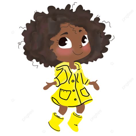 만화 손으로 그린 곱슬 머리 노란 옷 외국 귀여운 검은 아이 코트 겉옷 학생 Png 일러스트 및 Psd 이미지 무료 다운로드 Pngtree