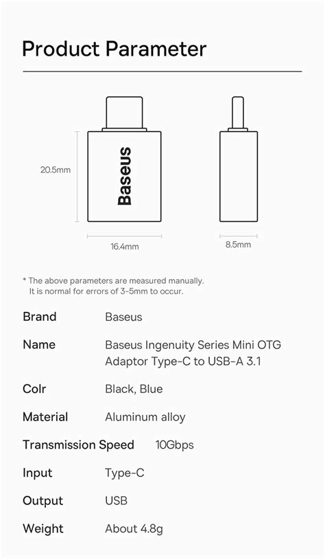 Baseus Ingenuity Series Mini Otg Adaptor Type C To Usb A Or Usb Sk I T Solutions