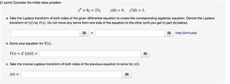 solved 1 point consider the initial value problem y 9y
