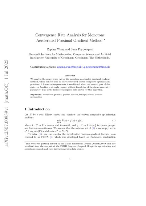 Pdf Convergence Rate Analysis For Monotone Accelerated Proximal Gradient Method