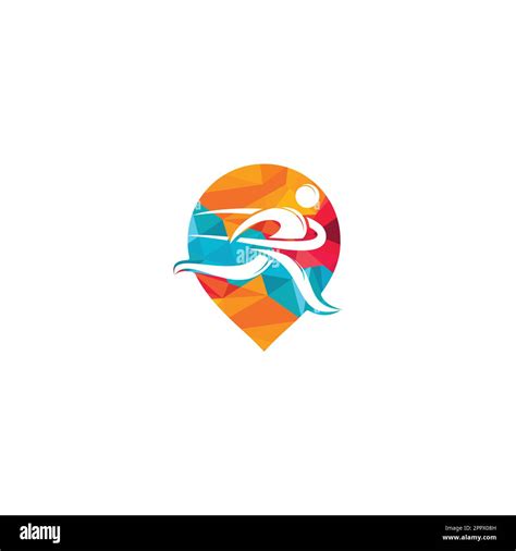 Running Map Pin Shape Concept Logo Vector Design Running Man Vector