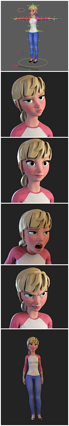 Maya 花瓣网陪你做生活的设计师 孩 Ik骨骼绑定蒙皮动画素材 Cg原画参考设定