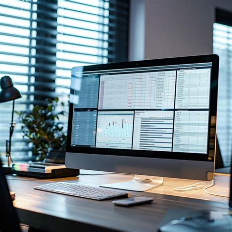 A Computer Monitor With A Graph On The Screen And A Keyboard On The Desk Premium Ai Generated