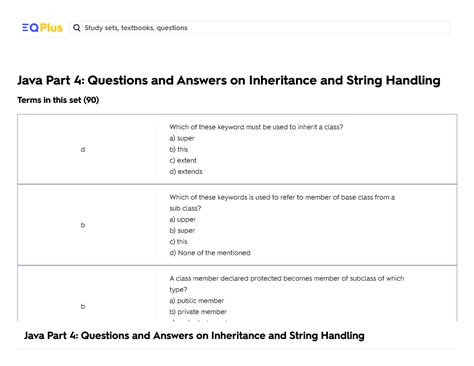 Java Part 4 Questions And Answers On Inheritance And String Handling