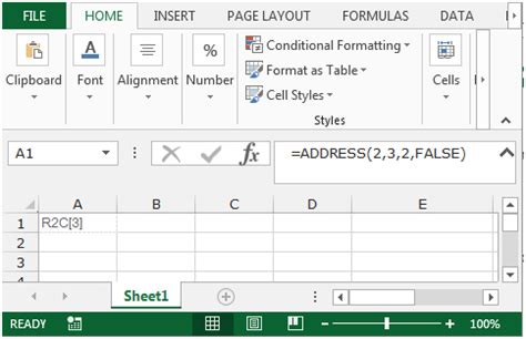 Address Function In Microsoft Excel