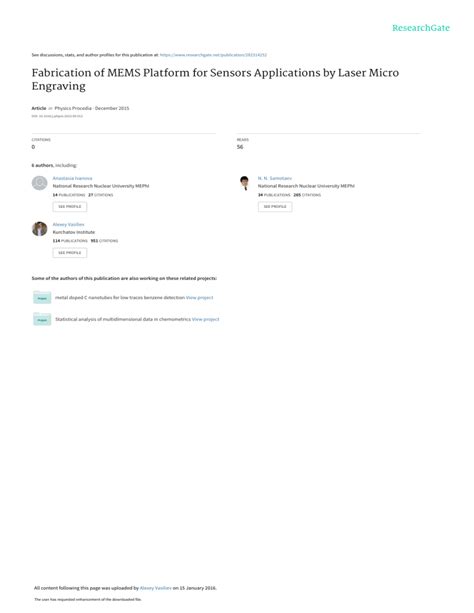 Mems Platform Fabrication By Laser Micro Engraving