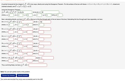 Solved Points Compute The Flux Integral SF DA In Two Chegg Com