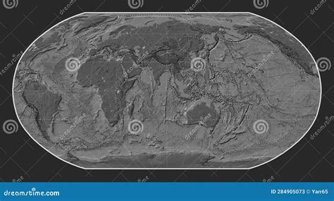 Tectonic Plate Boundaries On The World Bilevel Map 90 Pm Robi Stock Illustration