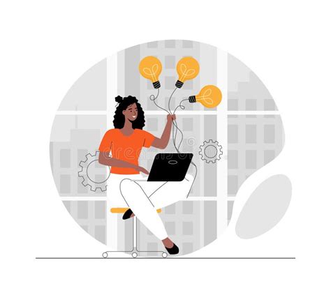 Finding Ideas Solutions Woman With Light Bulbs Solve Complex Problem Find Answer And