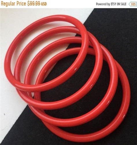 Set Of 4 Red Lucite Bangles Etsy Lucite Bangle Rockabilly Accessories Bangles