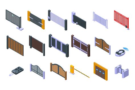 Automatic Gate Icons Set Graphic By Ylivdesign · Creative Fabrica