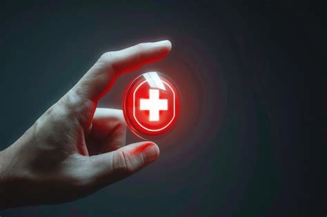 Premium Photo Virtual First Aid Button Being Pressed