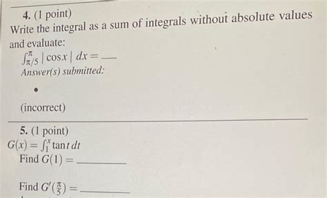 Solved 4 1 Point Write The Integral As A Sum Of Integrals Chegg Com