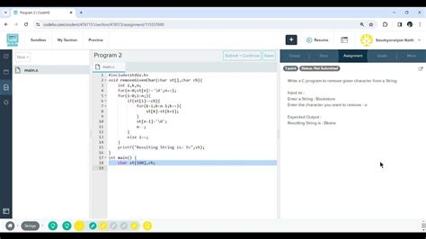 Write A C Program To Remove Given Character From A Stringstrings Programming Srn Youtube