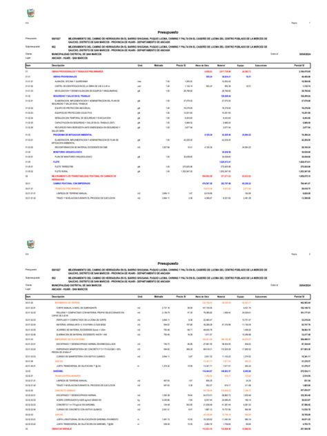 Desagregado De Presupuesto Pdf Hormigón Ingeniería Mecánica