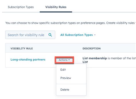 create email subscription visibility rules for different contact segments