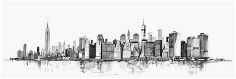 Iconic New York City Skyline In Pencil Sketch A Spectacular And