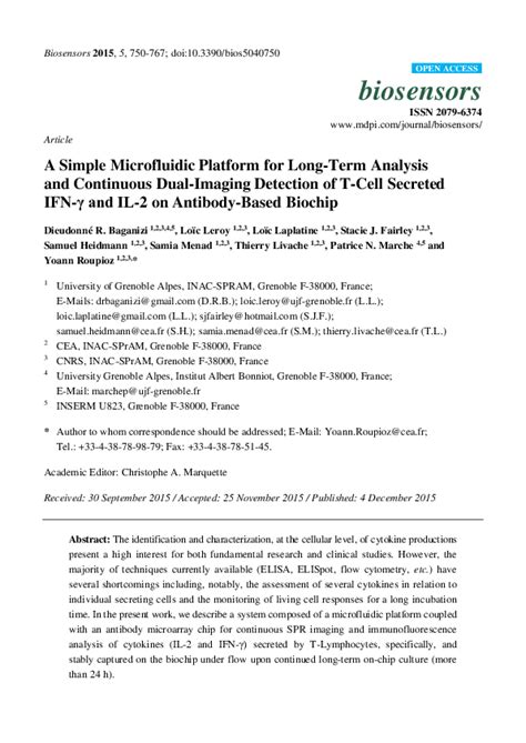 Pdf A Simple Microfluidic Platform For Long Term Analysis And Continuous Dual Imaging