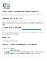 Excel Lab 3 Pdf Hands On Lab 3 Entering And Formatting Data Estimated Time Needed 30