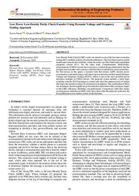 Pdf Low Power Low Density Parity Check Encoder Using Dynamic Voltage