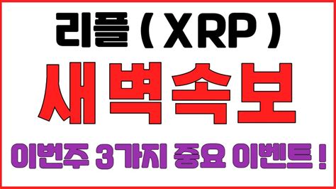 리플코인 새벽속보 이번주 3가지 중요 이벤트 불독코인프리세일코인시바이누코인리플이더리움도지코인코인단타사면가tv Youtube