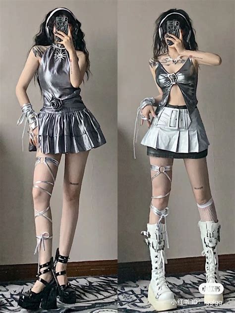 🦢 ‧ ₊ 🩰 Edgy Outfits Pretty Outfits Kpop Fashion Outfits