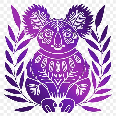 Premium Psd Psd Vector Koala Frame Art With Eucalyptus Leaves And Aussie Patterns Fo Scribble