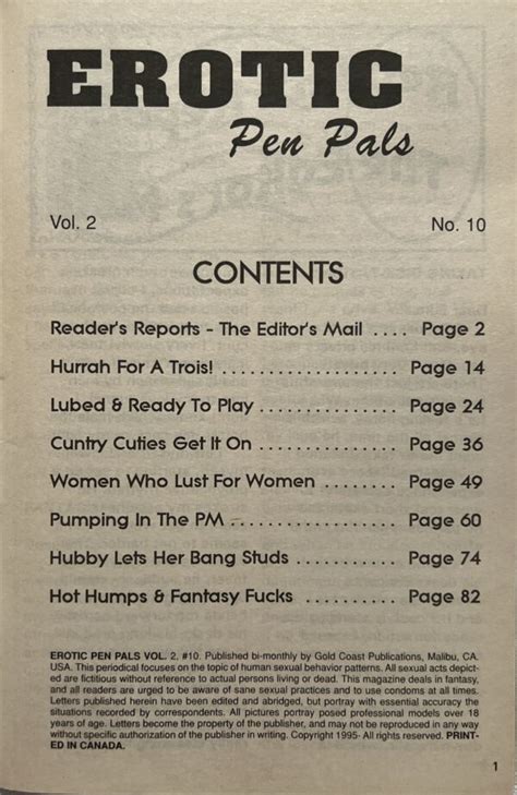 Erotic Pen Pals Adult Digest Letters Booklet VM