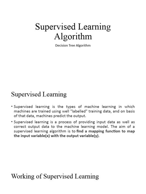 Supervised Learning Algorithm Dt Pdf