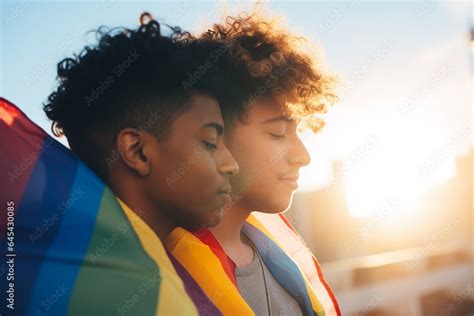 Beautiful Picture Generative Ai Concept Of A Lesbian Gay Hugging Couple