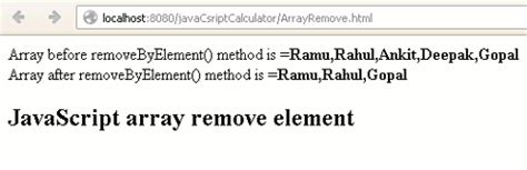 Javascript Array Remove Element
