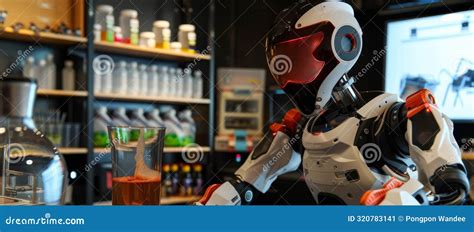 Advanced Robotics With Humanoid Robots Performing Complex Tasks Stock