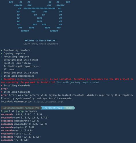 Cli Ask For Install Cocoapods Even When Having It Installed · Issue