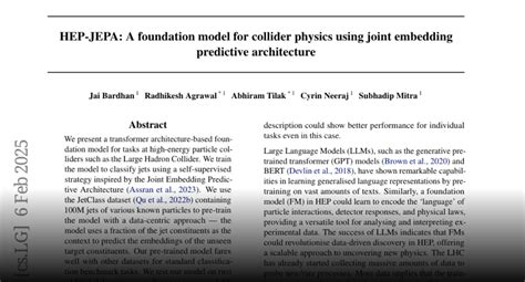 Paper Page Hep Jepa A Foundation Model For Collider Physics Using