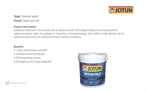 Jotun Jotashield Colourlast Matt The Widest Selection Of Uv Protected Colours Cochin Colours