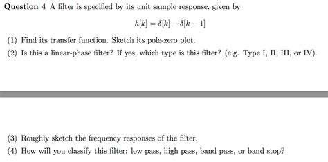 solved a filter is specified by its unit sample response
