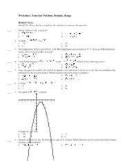 Worksheet Function Notation Worksheet Function Notation Domain Range Multiple Choice Identify