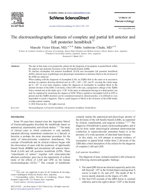 Pdf The Electrocardiographic Features Of Complete And Partial Left Anterior And Left Posterior