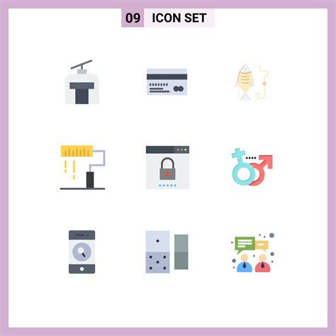 Mobile Interface Flat Color Set Of 9 Pictograms Of Programing