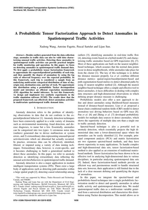 PDF A Probabilistic Tensor Factorization Approach To Detect Anomalies In Spatiotemporal