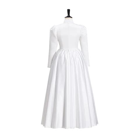 Victorian Edwardian Maxi Dress High Collar Button Down Long Sleeve
