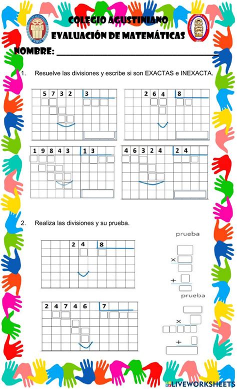 Evaluación Matemáticas Tercero Worksheet Live Worksheets