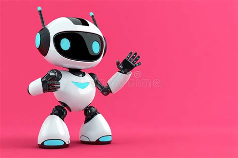 Isolated 3d Rendering Style Illustration Of A Friendly Robot Waving To The Camera Stock