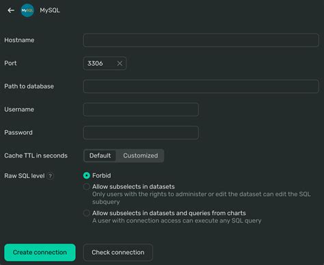 create a connection to mysql