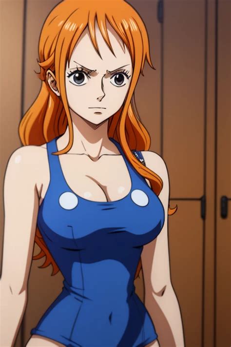 1 Girl Nami One Piece Blue Clothes Long Hair Orange Hair Seaart Ai