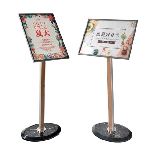 금속 포스터 프레임 플로어 스탠딩 광고 전시 알루미늄 사각 배너 스탠드 디스플레이 랙 쇼핑몰 가이드 사인 홀더 Aliexpress