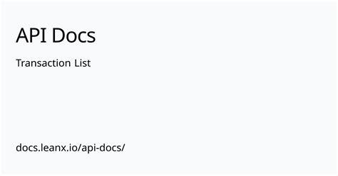 Transaction List Api Docs